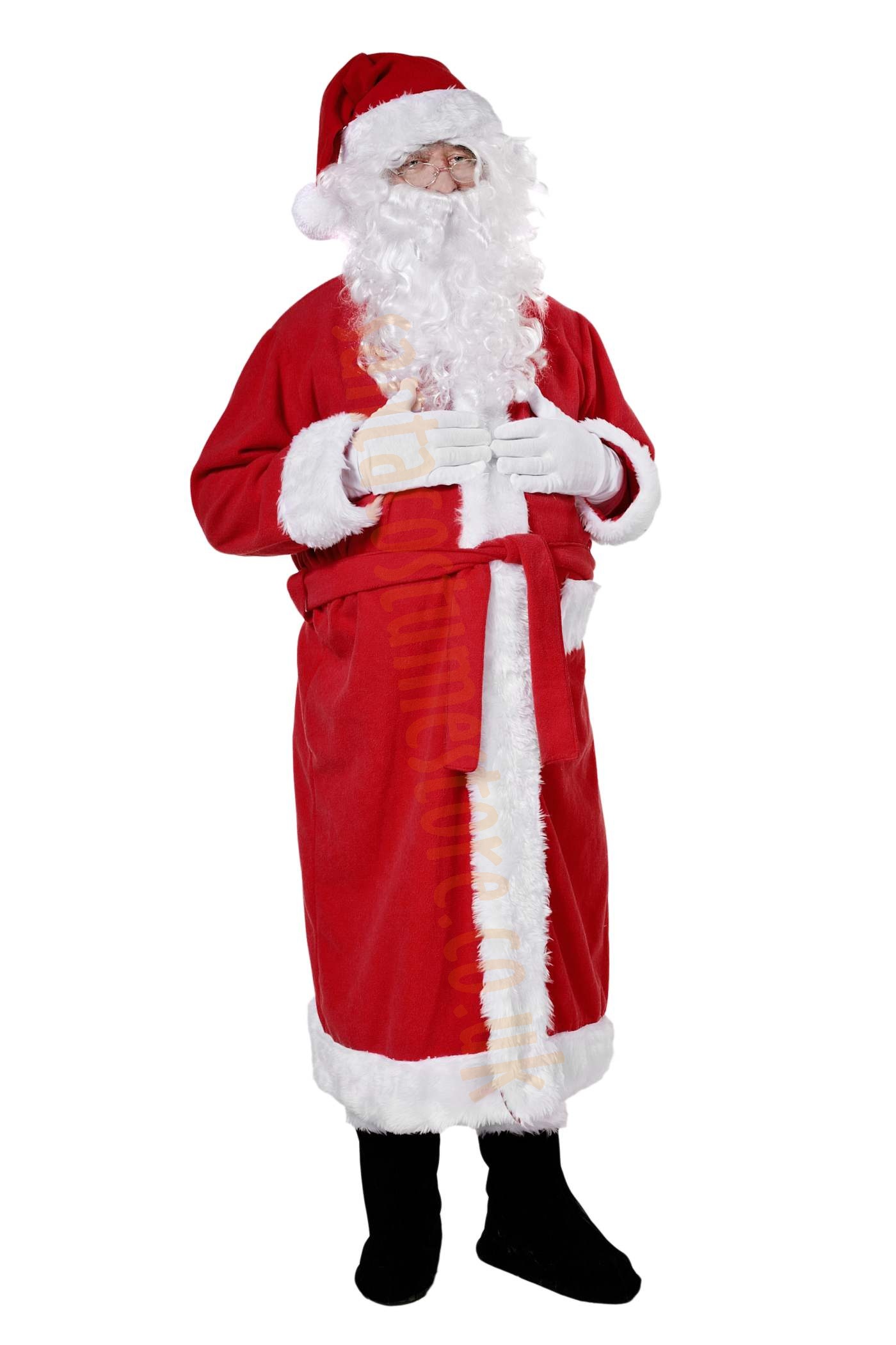 Fleece Santa suit set with coat (2 parts) - santacostumestore.co.uk